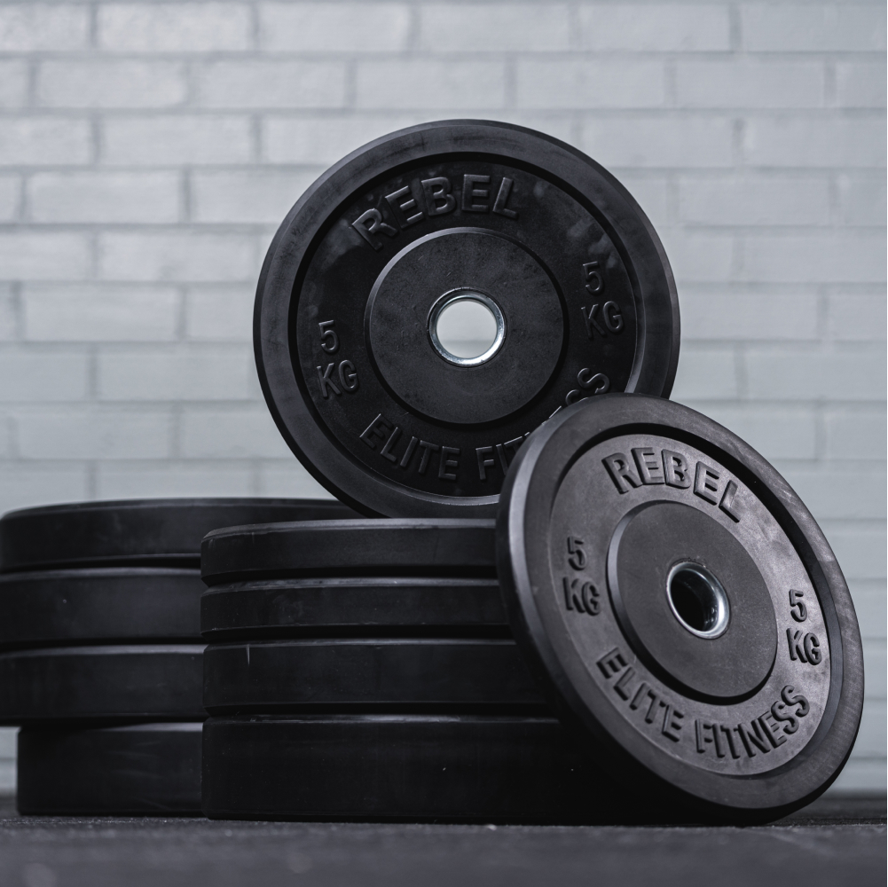 REBEL Black Rubber Bumper Weight Plates 5kg Stubby - REBEL Store
